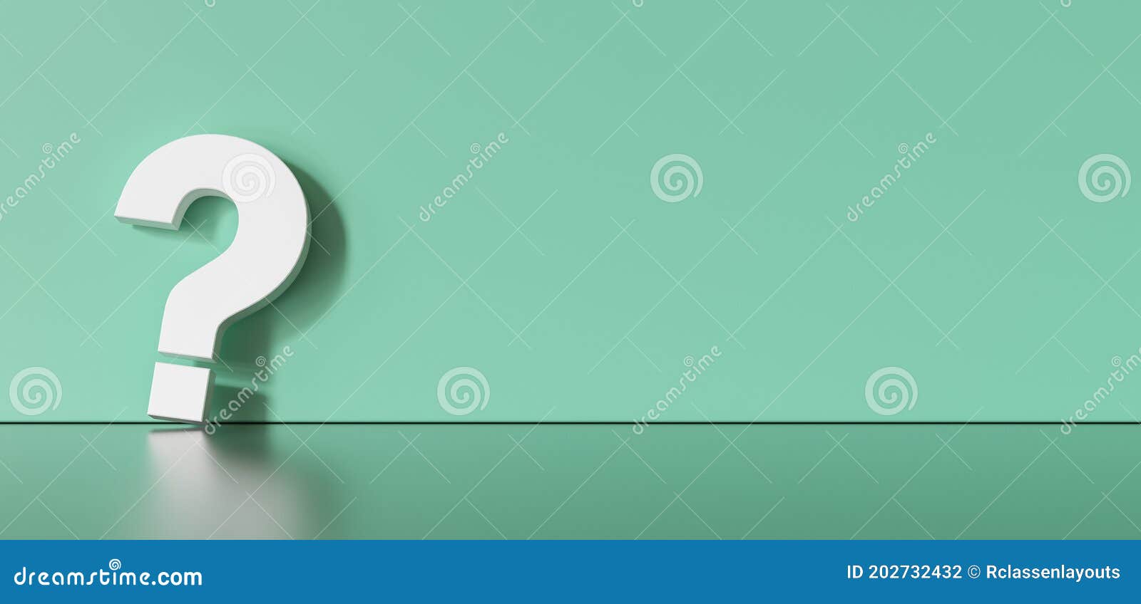 White Question Mark on Green Background with Empty Space on Left Side ...