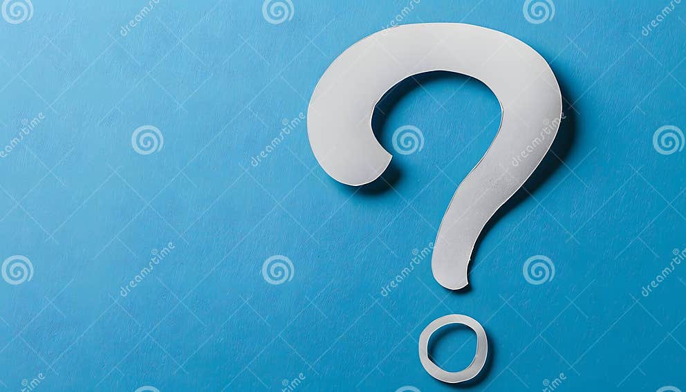 White Question Mark Paper Cutout on Blue Background Stock Illustration ...