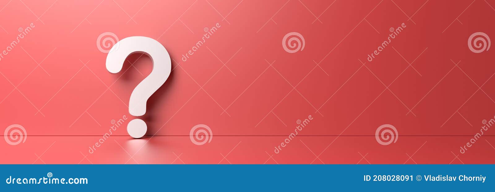 White Question Mark on Red Background with Empty Space on Right Side ...