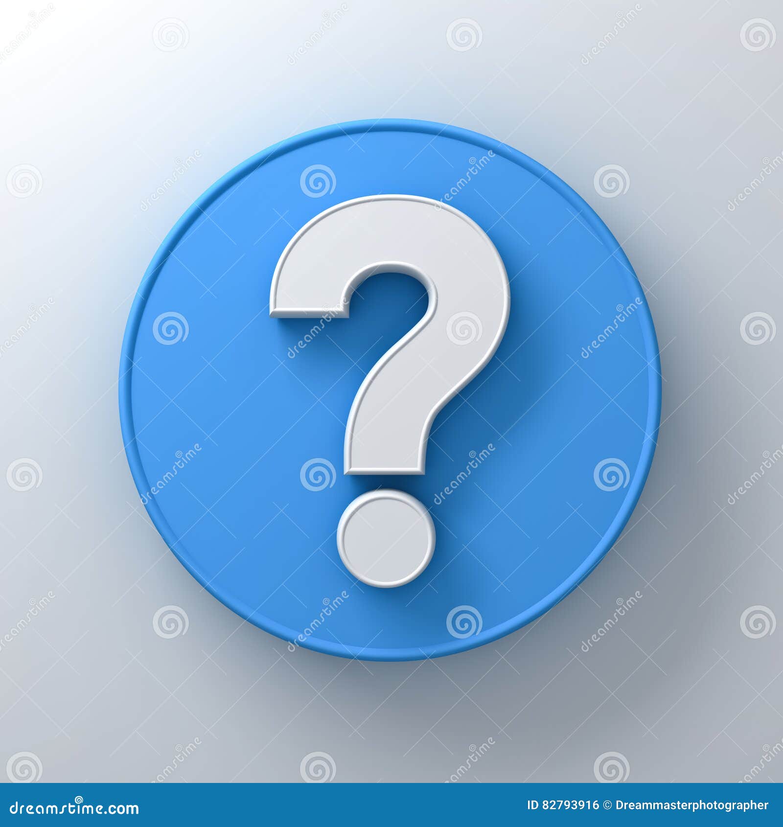 White Question Mark on Round Blue Signboard Background Abstract with ...