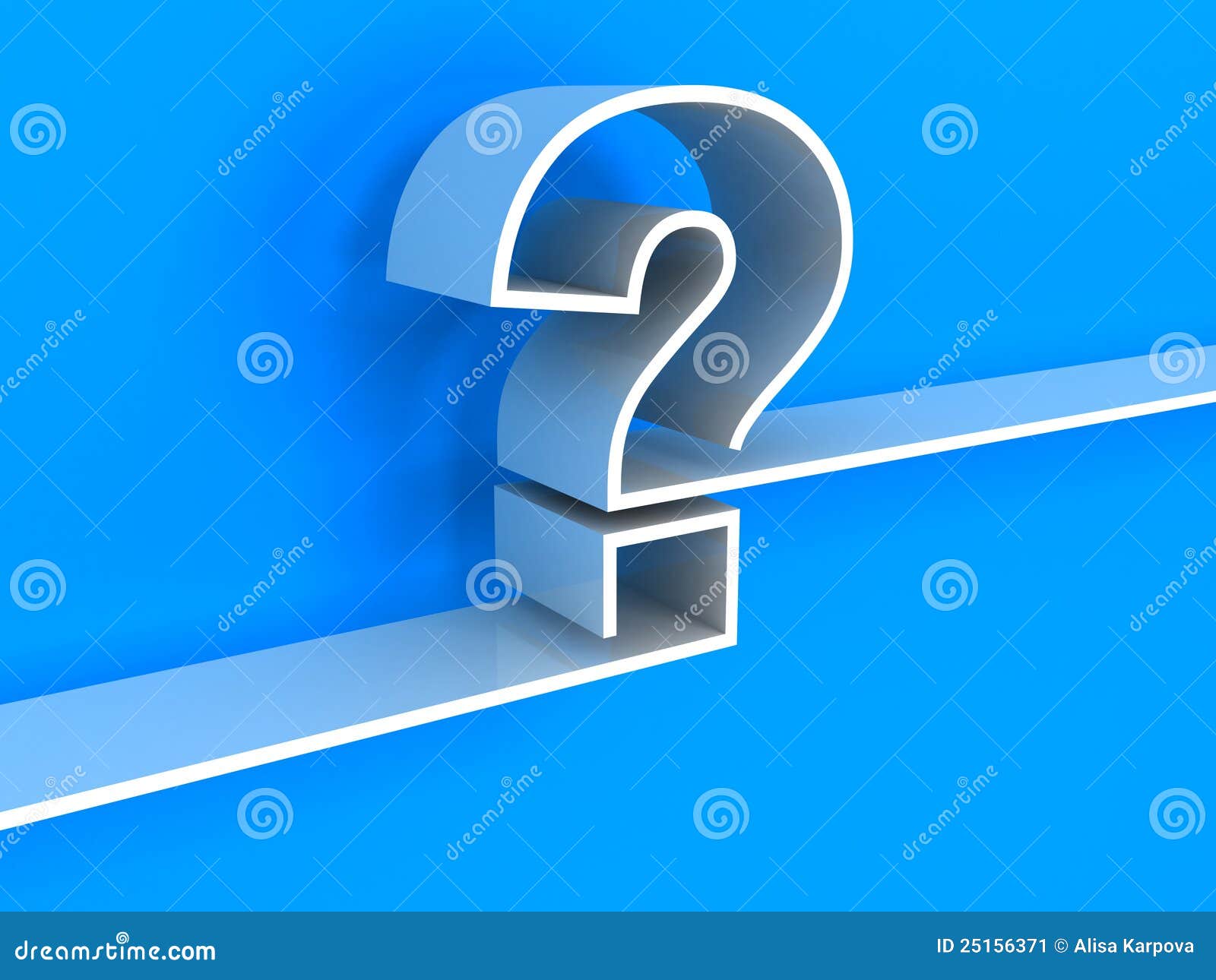 White Question Mark Shelf on Blue Background Stock Illustration ...