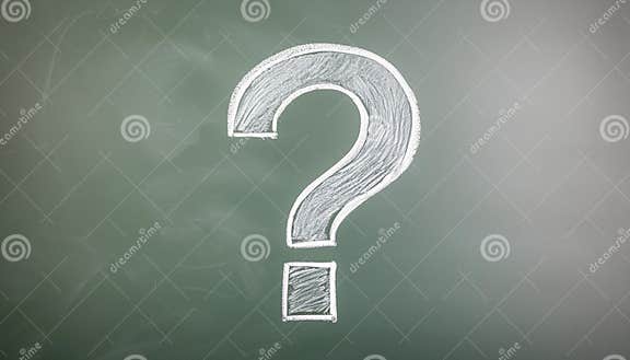 White Question Mark Symbol Drawn with Chalk Isolated Over Green. FAQ ...