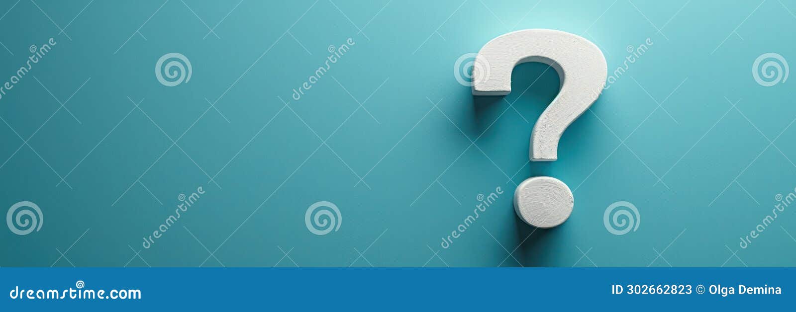 White Question Mark on Teal Background, Minimalist Copy Space ...