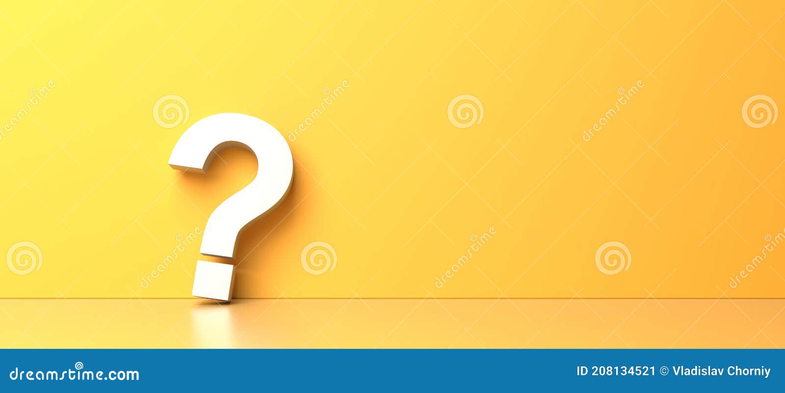 White Question Mark on Yellow Background with Empty Space on Right Side ...