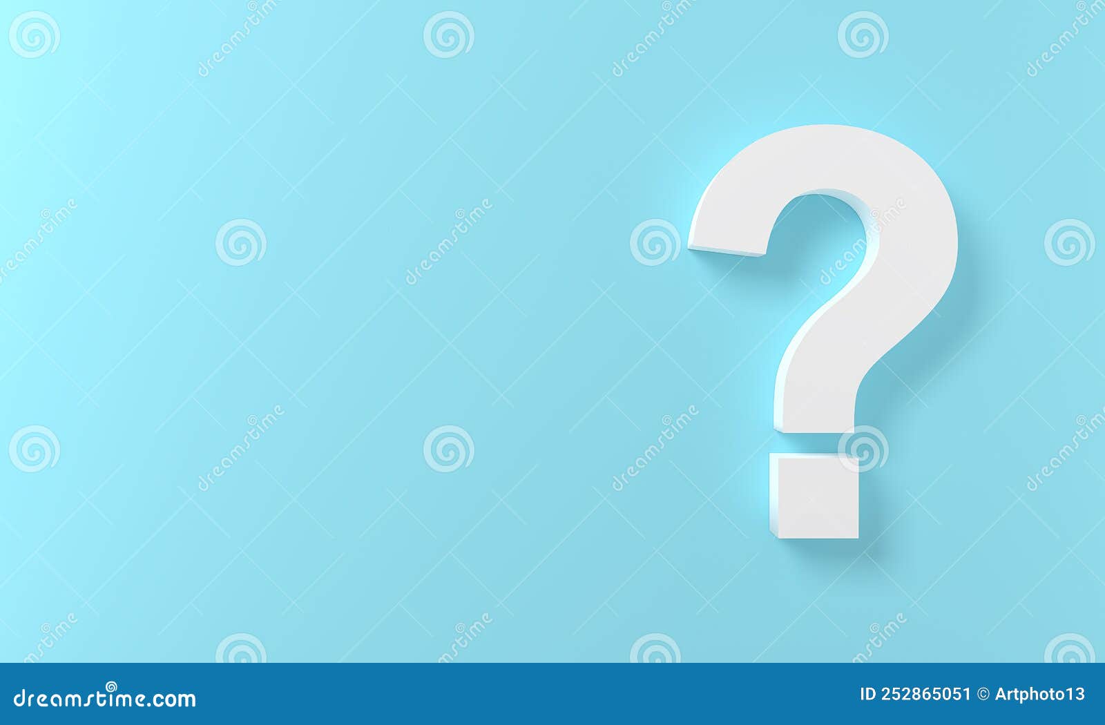 White Question Marks on Blue Pastel Background. 3D Rendering. Minimal ...