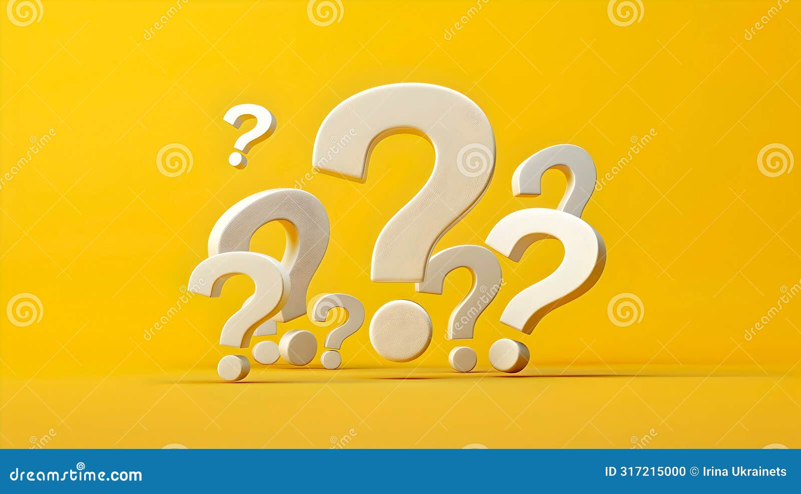 Vibrant Yellow Background with White 3D Question Marks, Concept of ...