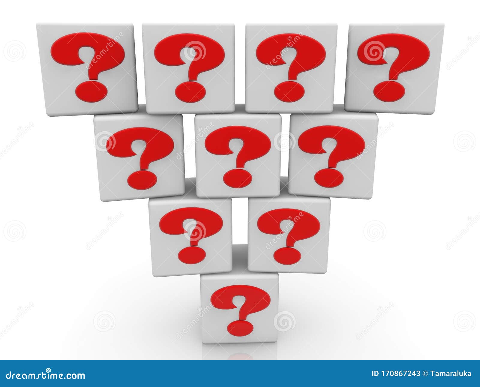 White Question Marks on Red Toy Blocks in the Form of a Two-sided ...