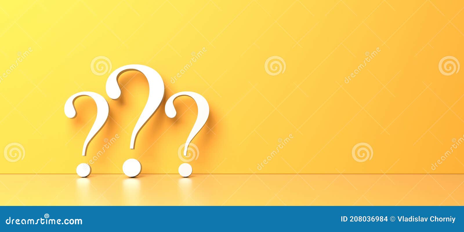 White Question Marks on Yellow Background with Empty Space on Right ...