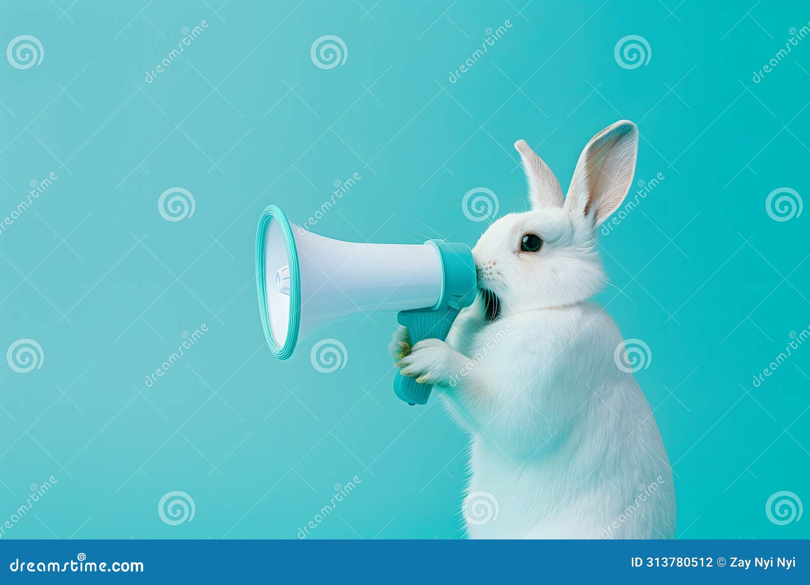 White Rabbit Announcing Using Megaphone. Notifying, Warning ...