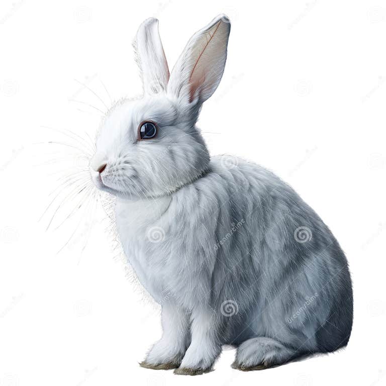 White Rabbit with Blue Eyes Sitting Stock Illustration - Illustration ...