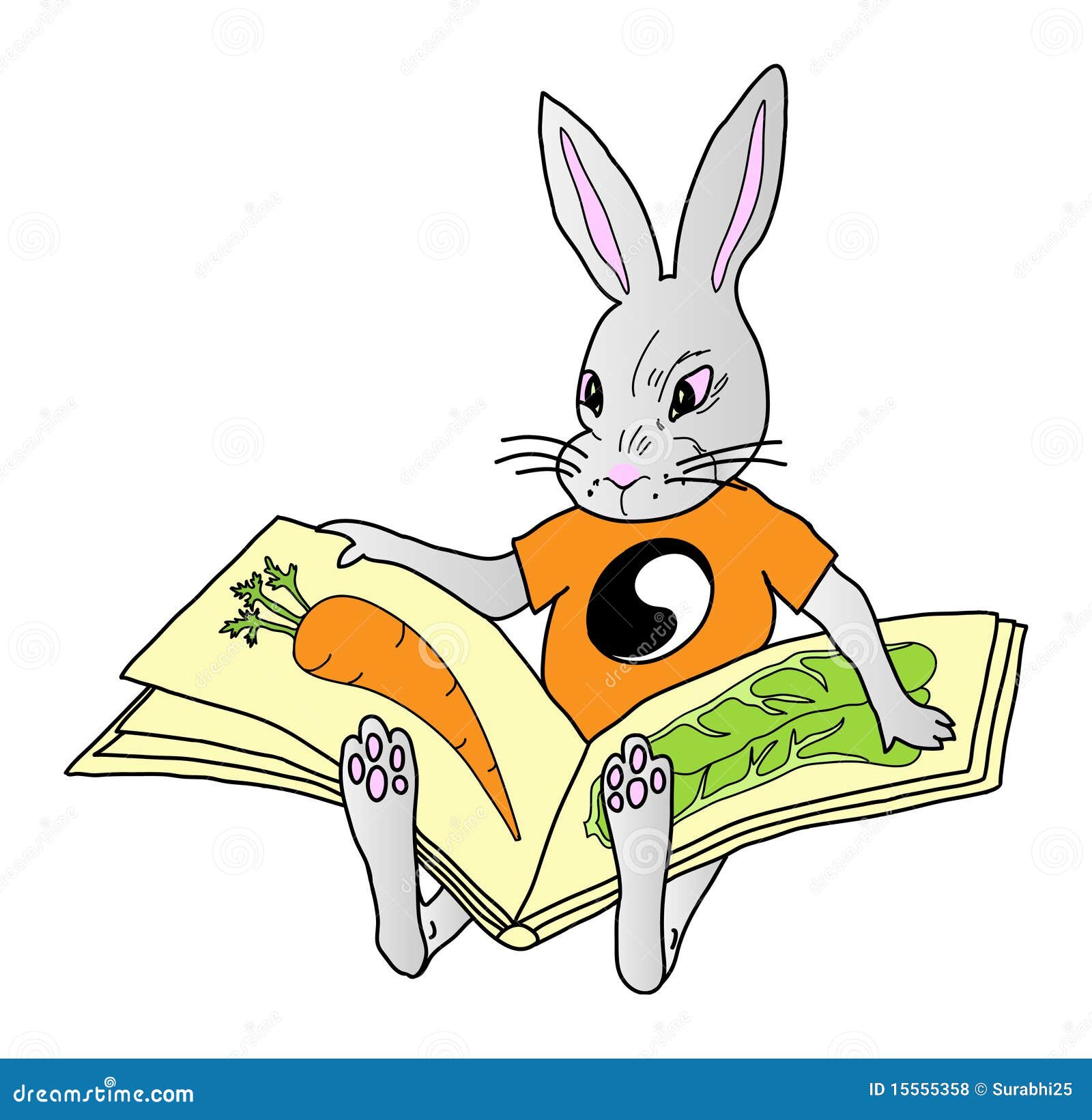 White rabbit and book stock vector. Illustration of teeth - 15555358