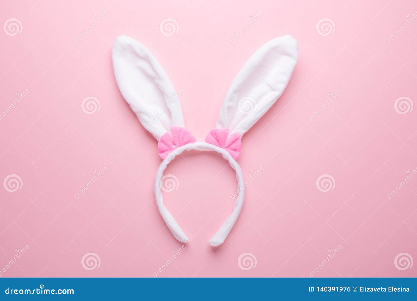 White Rabbit Bunny Ears on Pink Background. Symbol Happy Easter Flat ...