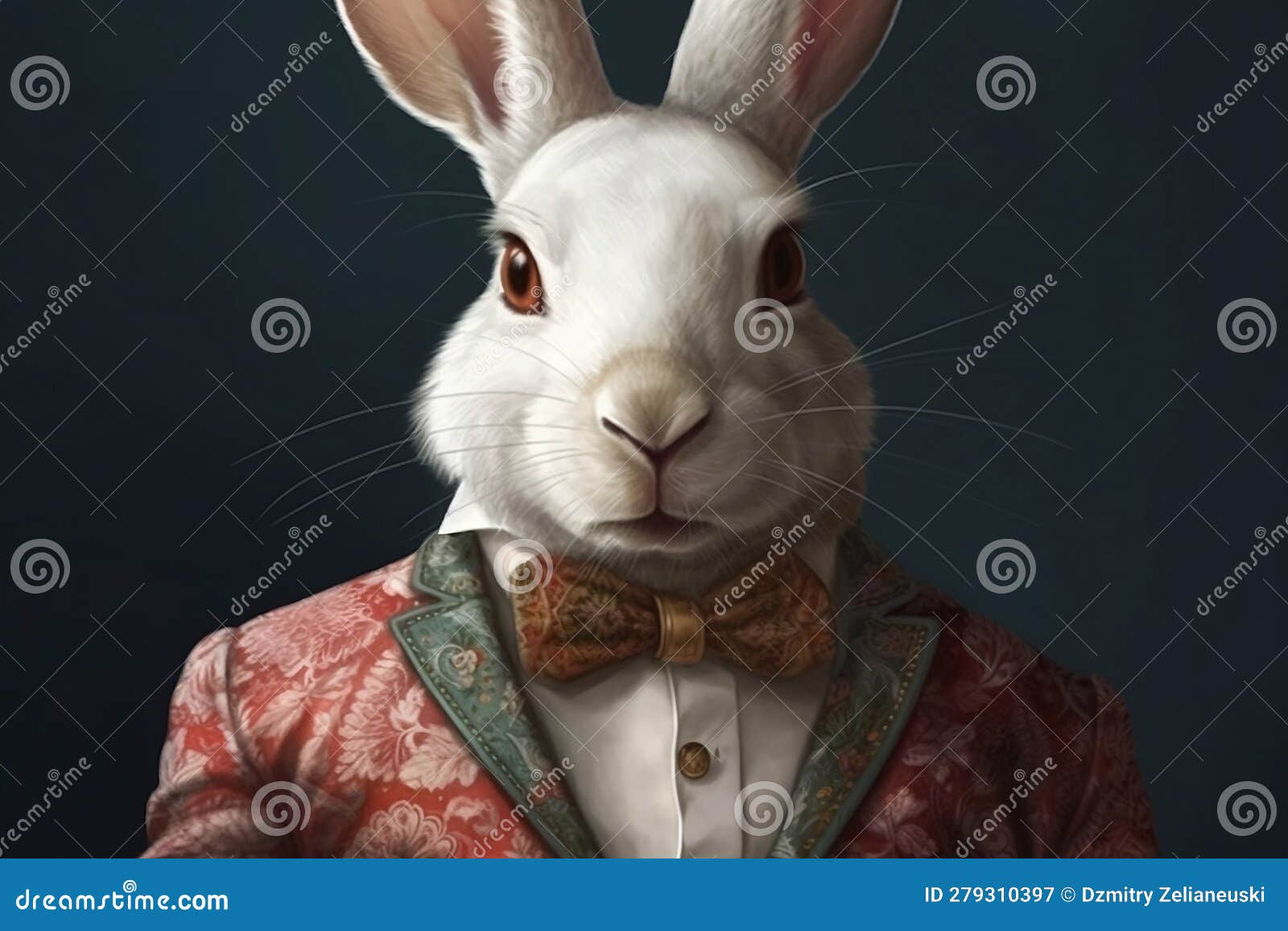 White Rabbit in Business Suit. Generative AI. Stock Illustration ...