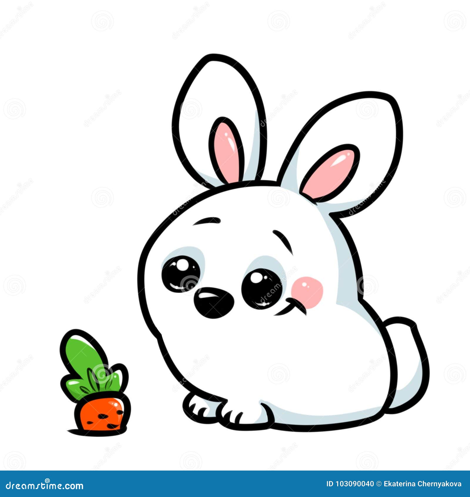 White Rabbit Carrot Cartoon Stock Illustration - Illustration of ...