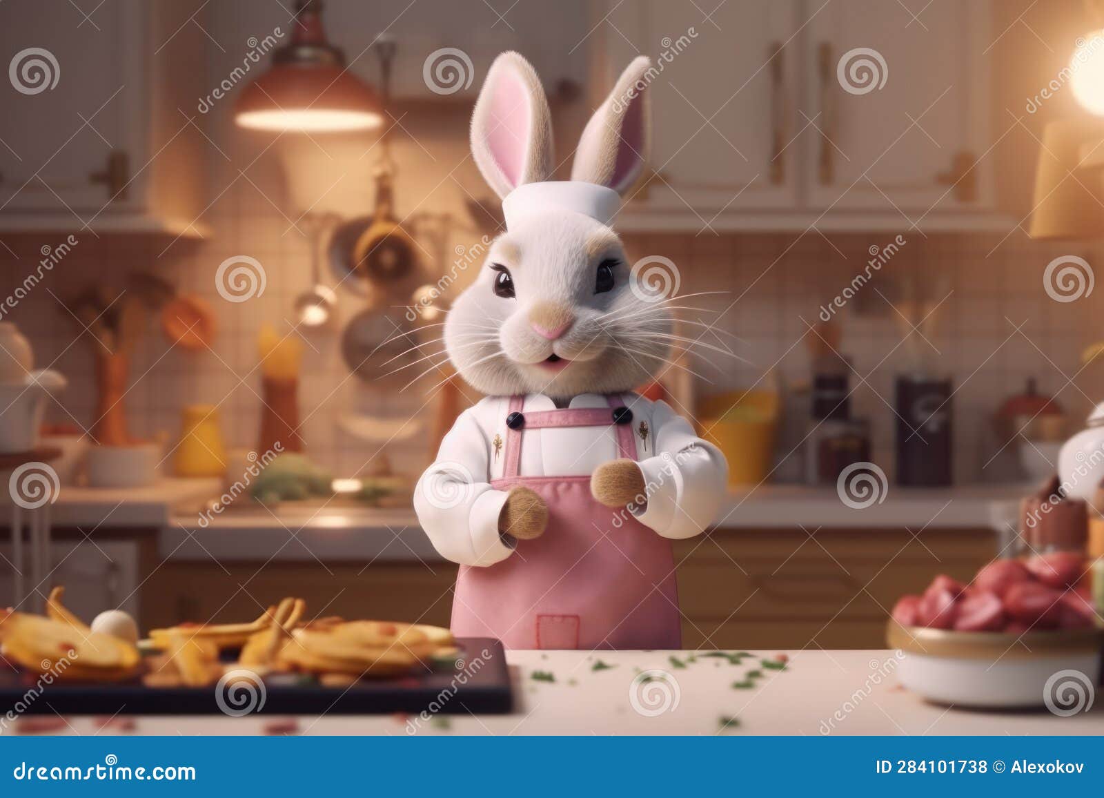 White Rabbit Chef: A Realistic Graph Of A Professional Chef Rabbit In ...