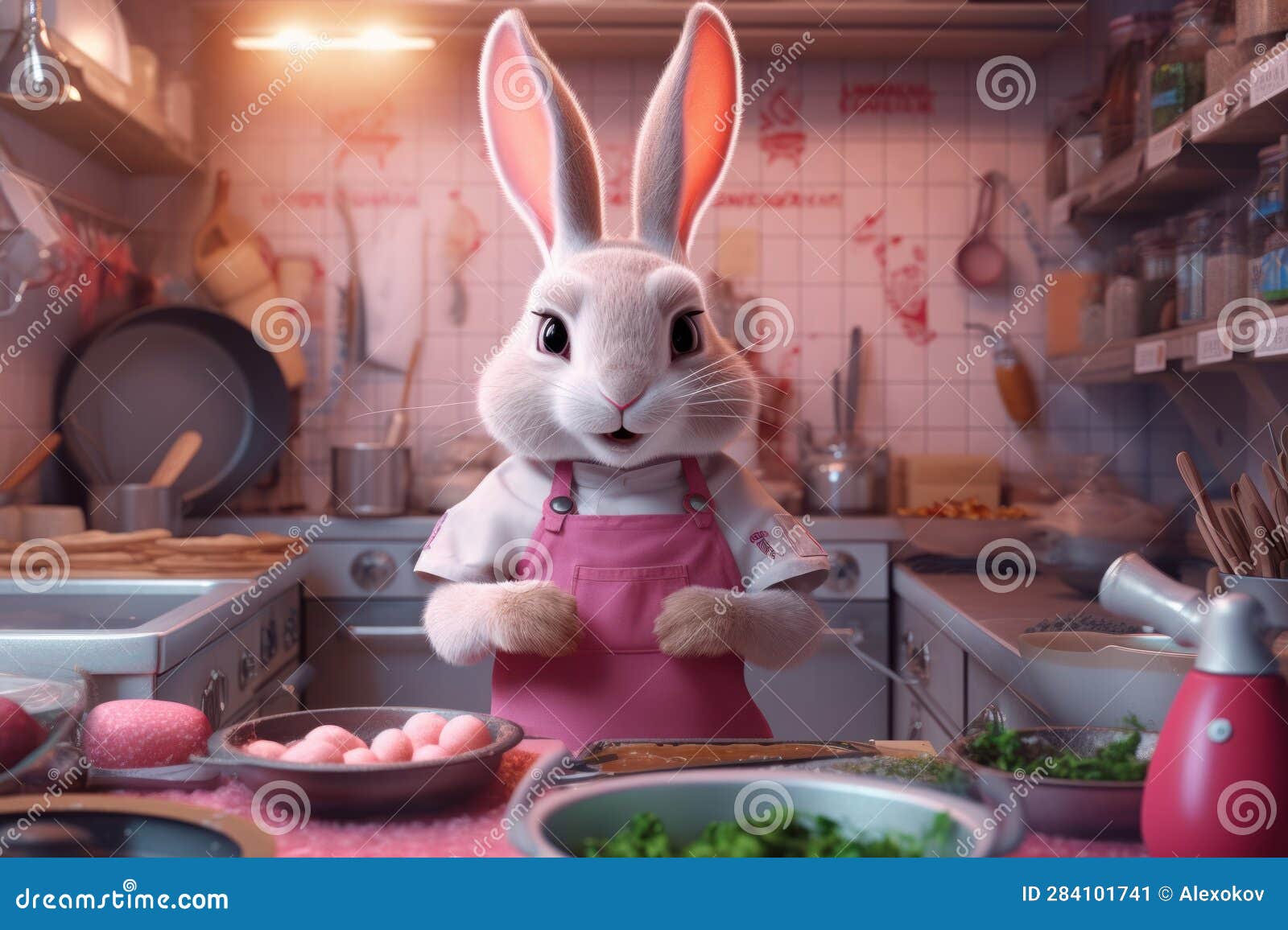 White Rabbit Chef: a Realistic Graph of a Professional Chef Rabbit in ...