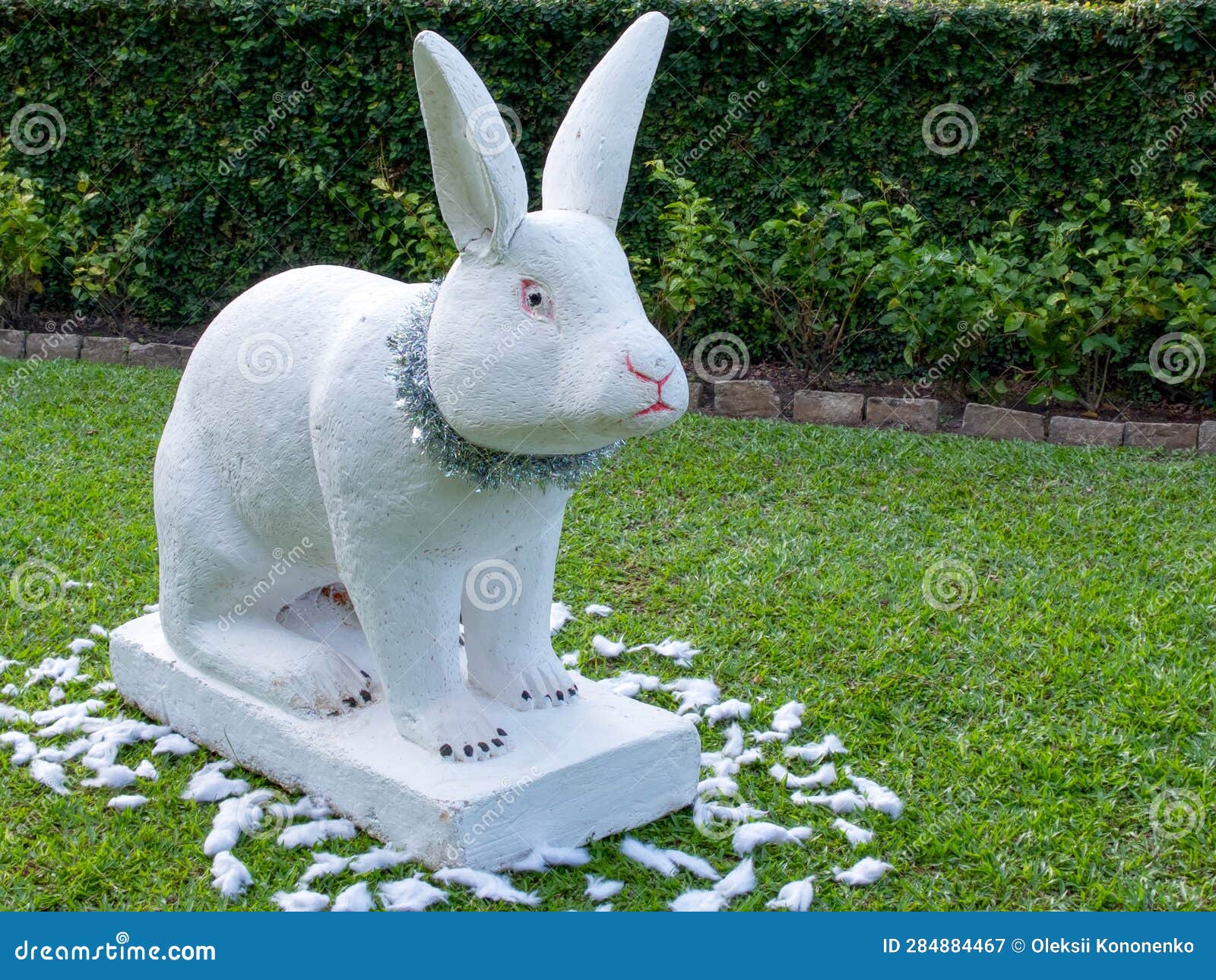 White Rabbit, Decorative Garden Sculpture on the Lawn Stock Image ...