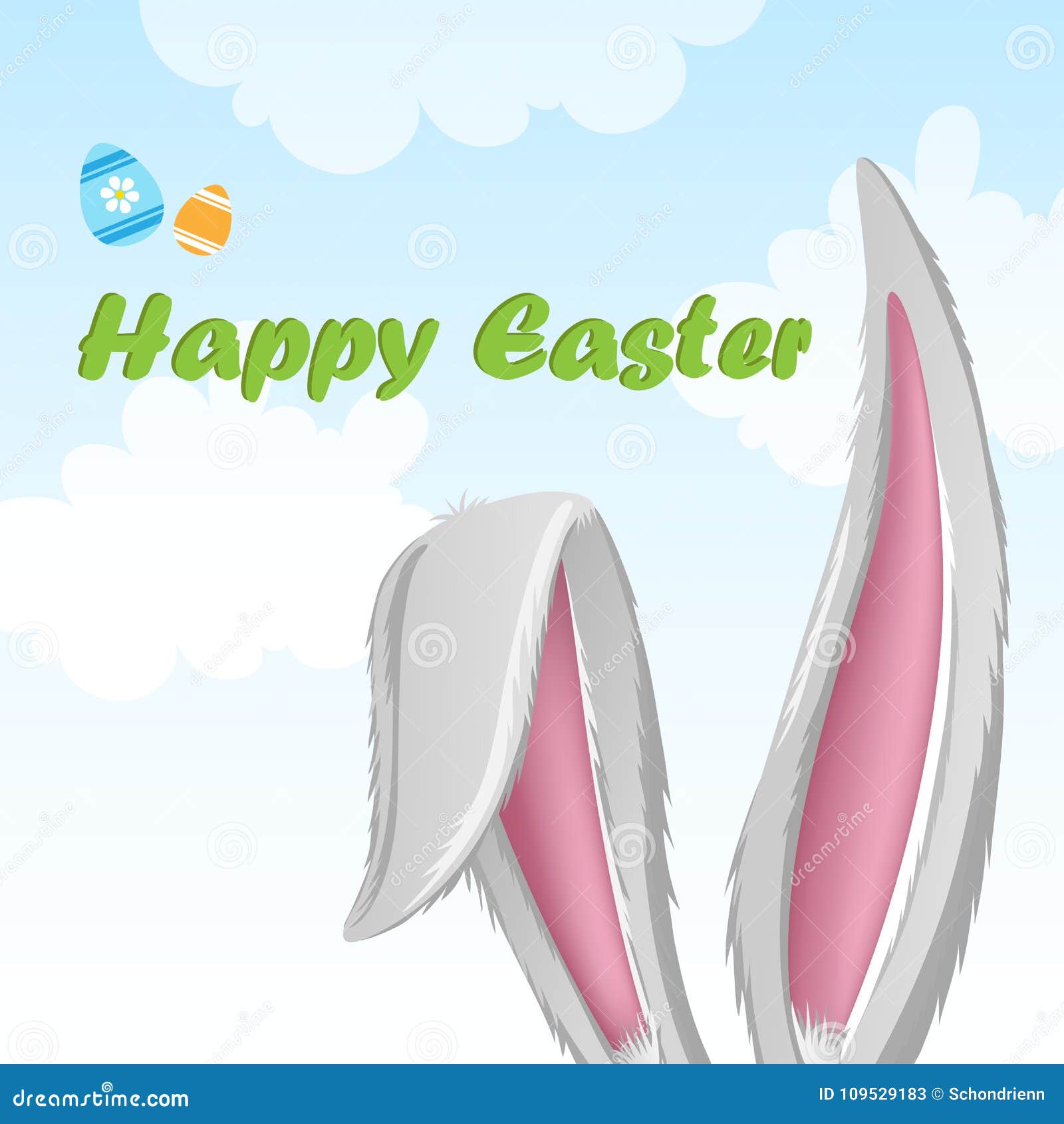 White Rabbit Ear Illustration for Easter Stock Vector - Illustration of ...