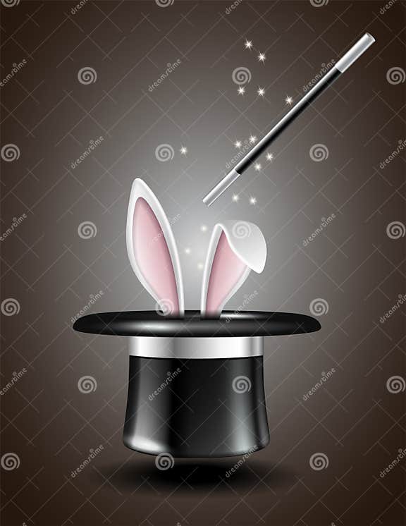 White Rabbit Ears Appear from the Magic Hat Stock Vector - Illustration ...