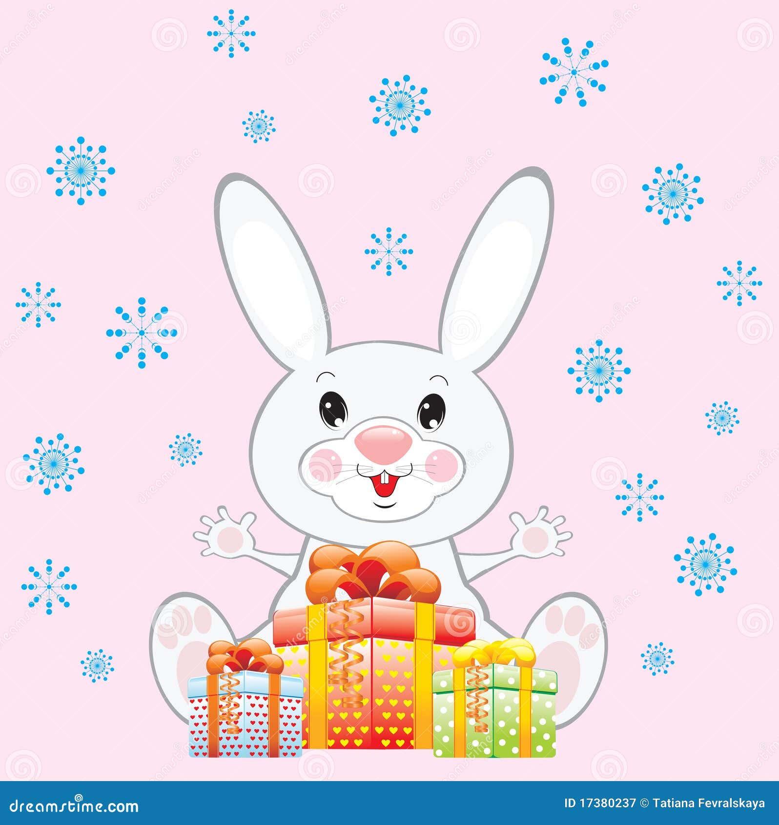 White rabbit with gifts stock vector. Illustration of vector - 17380237