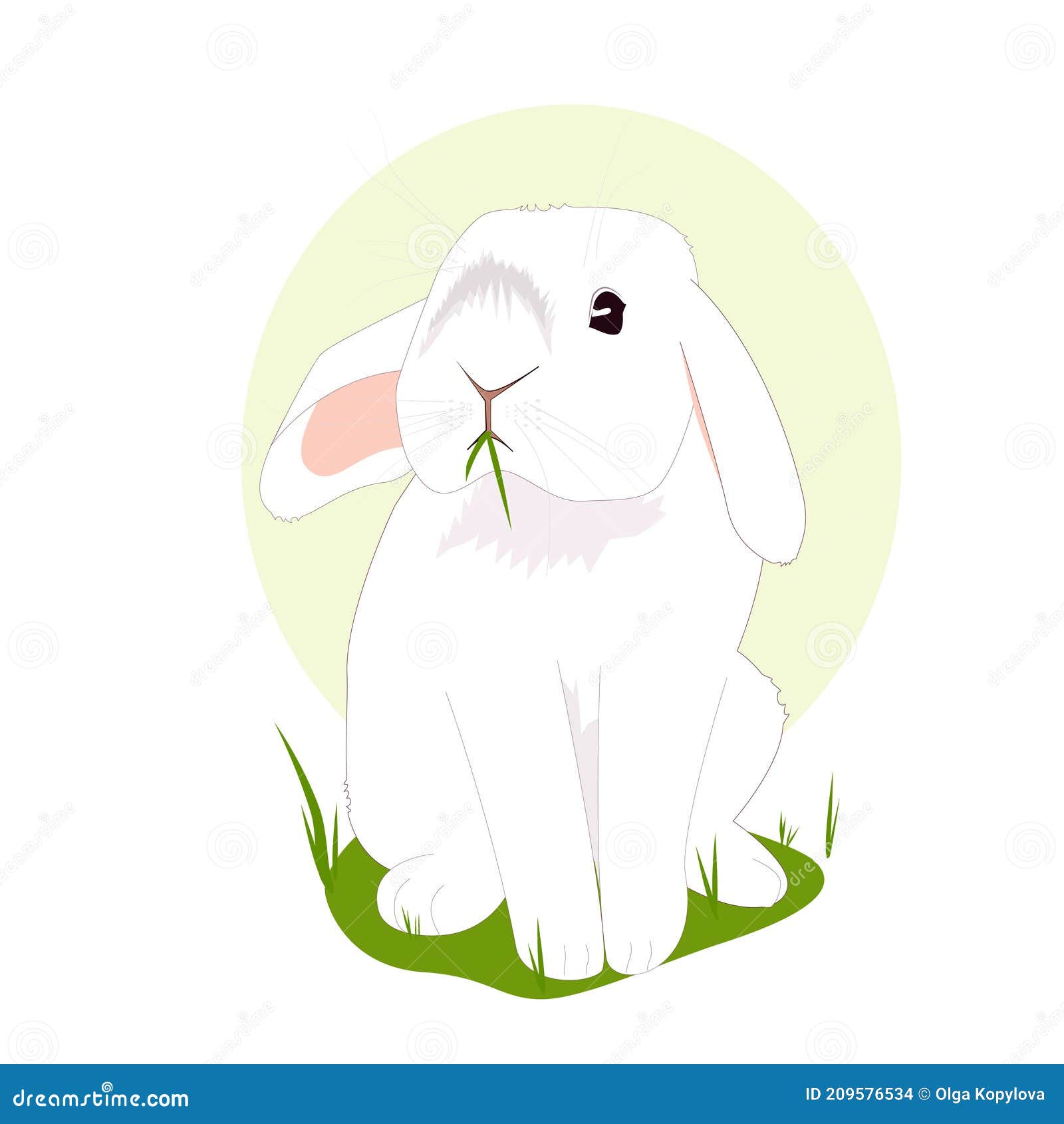 White rabbit on the grass stock vector. Illustration of fluffy - 209576534