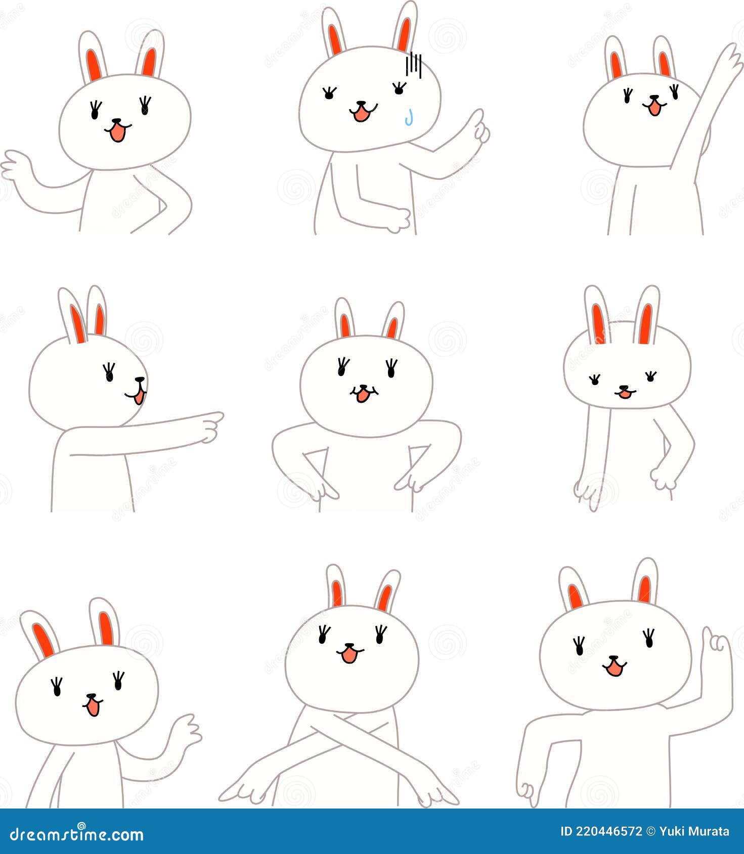 White Rabbit that Guides You by Pointing Your Finger Set Stock Vector ...