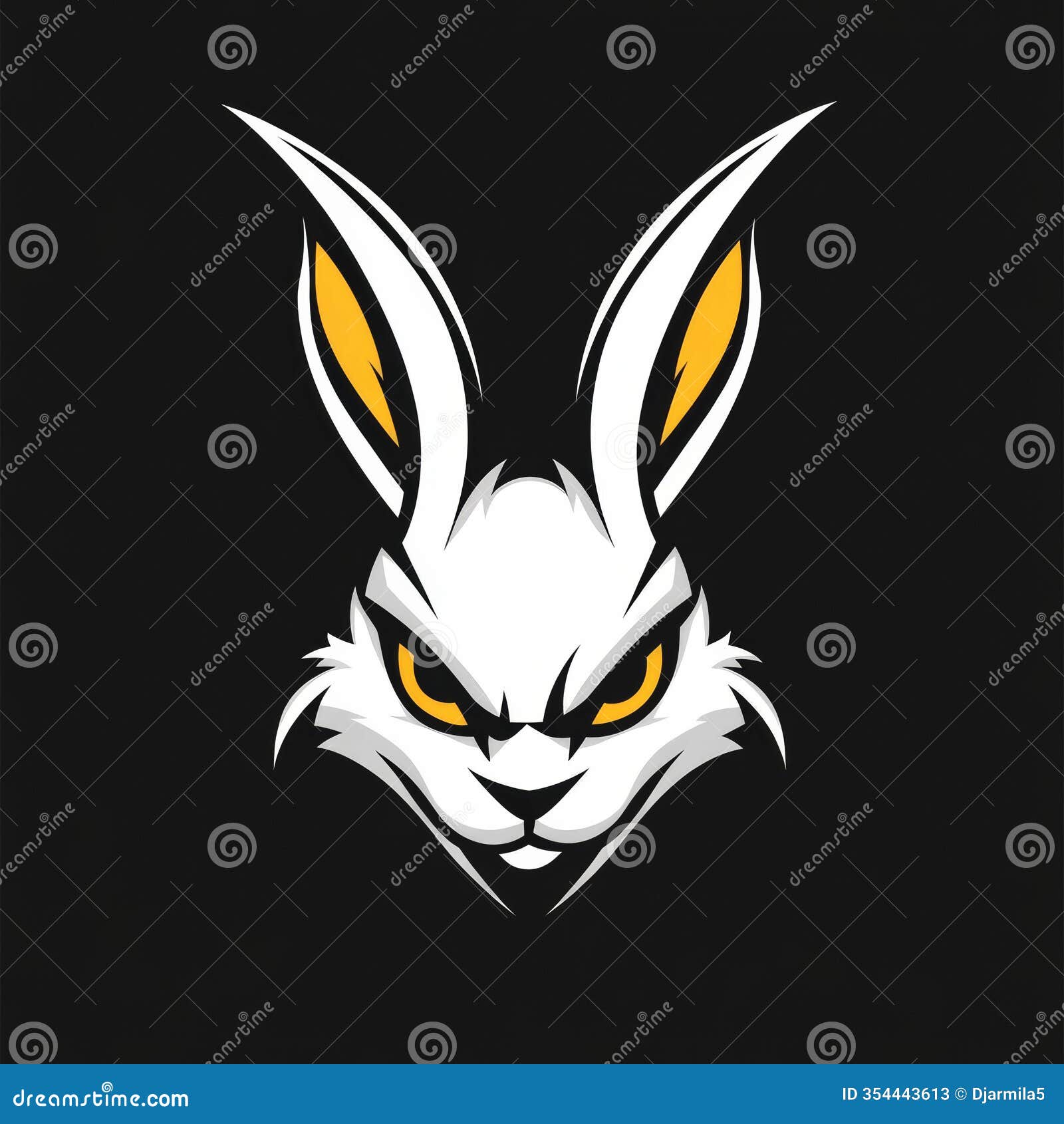 A White Rabbit Head on a Black Background, the Design is Simple, Modern ...