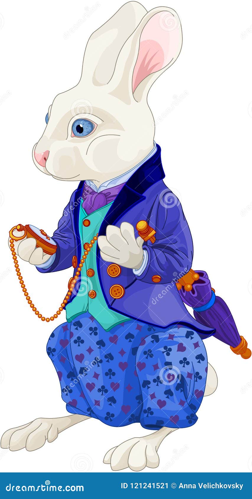 White Rabbit Holds Watch stock vector. Illustration of watch - 121241521