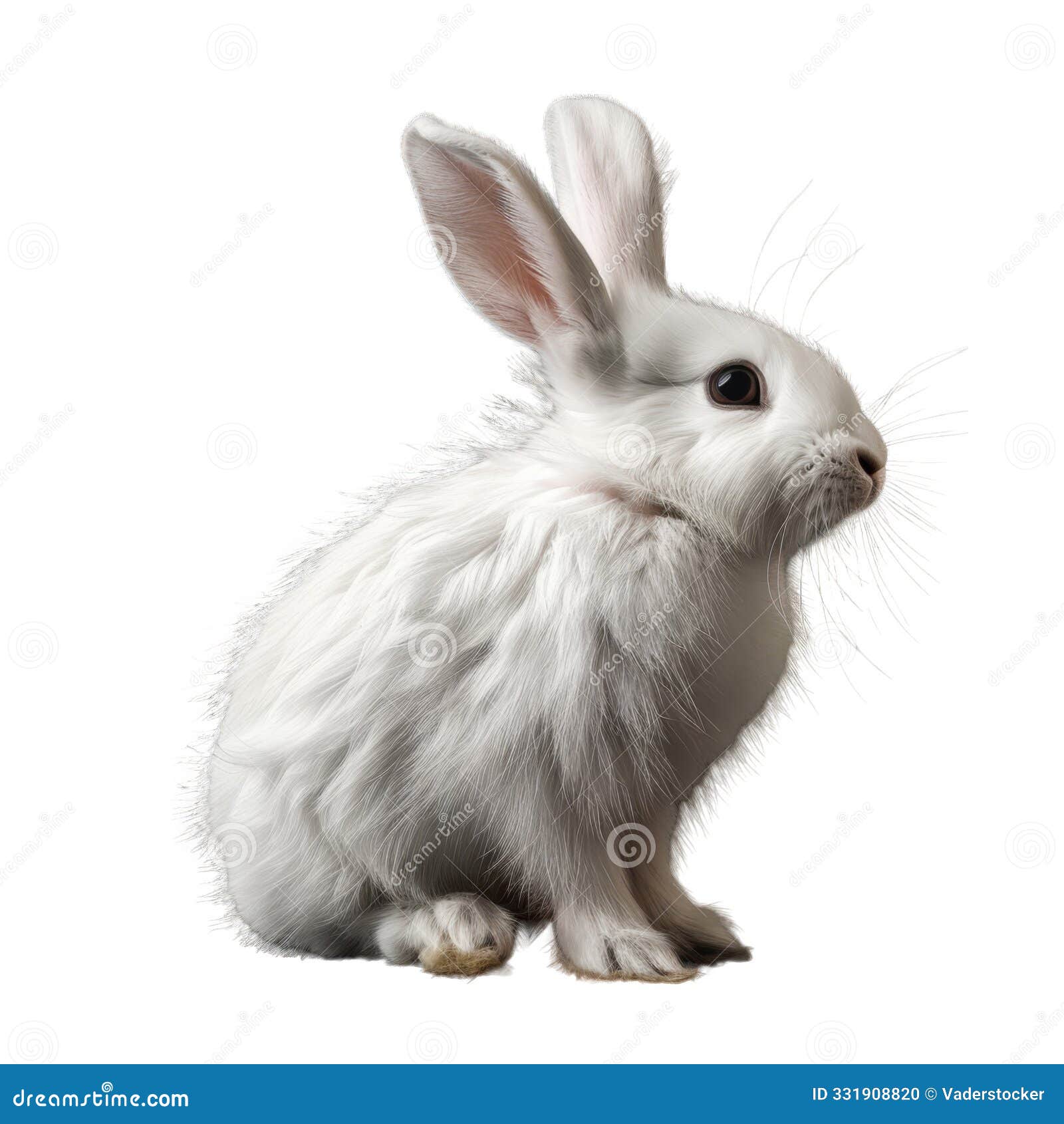 A White Rabbit with Long Whiskers and Ears Sitting Stock Photo ...