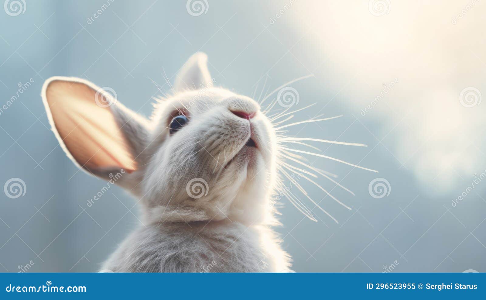 A White Rabbit Looking Up at the Sky, AI Stock Image - Image of looking ...