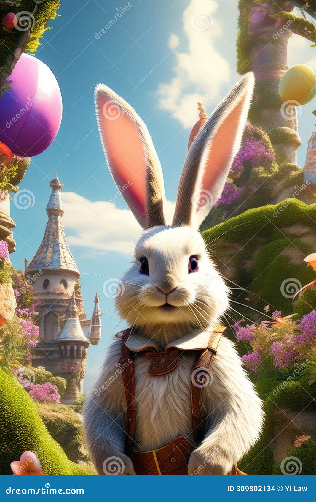 A White Rabbit with Magical Abilities and Big Ears Generative AI Stock ...