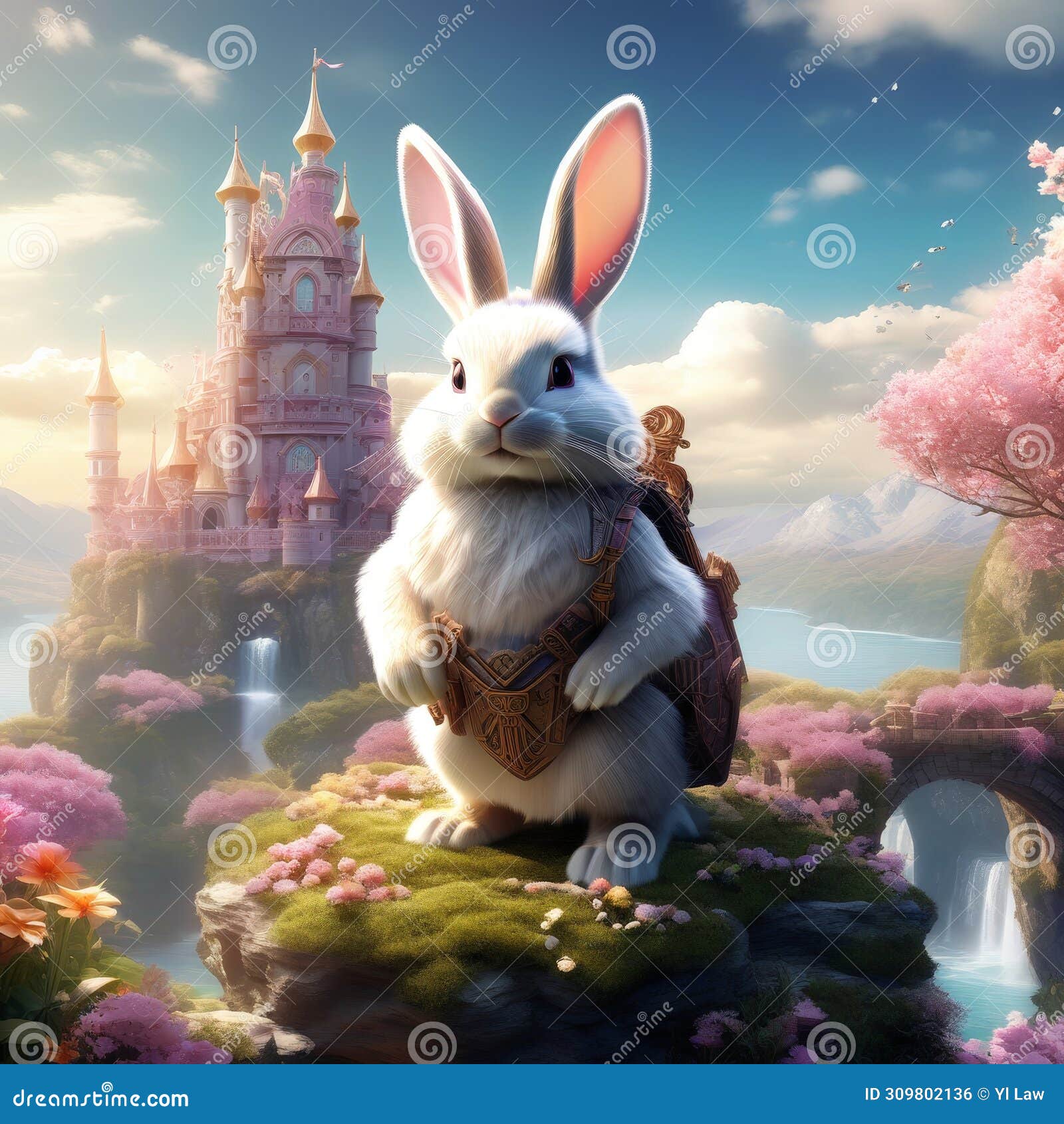 A White Rabbit with Magical Abilities and Big Ears Generative AI Stock ...