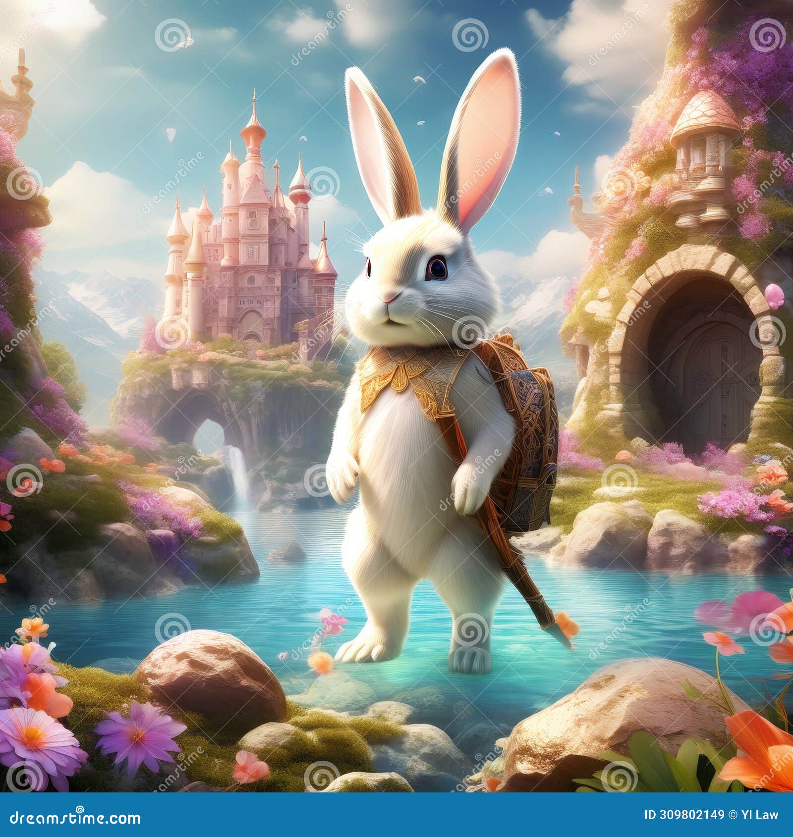 A White Rabbit with Magical Abilities and Big Ears Generative AI Stock ...