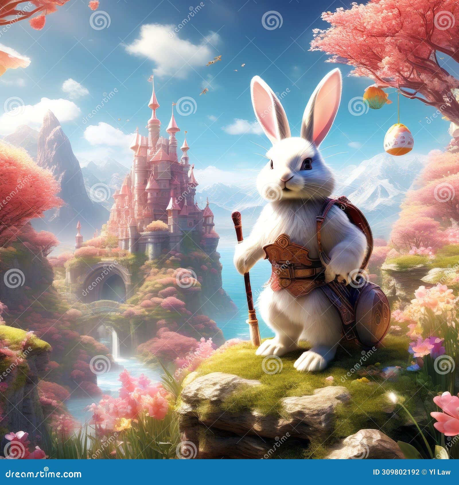 A White Rabbit with Magical Abilities and Big Ears Generative AI Stock ...