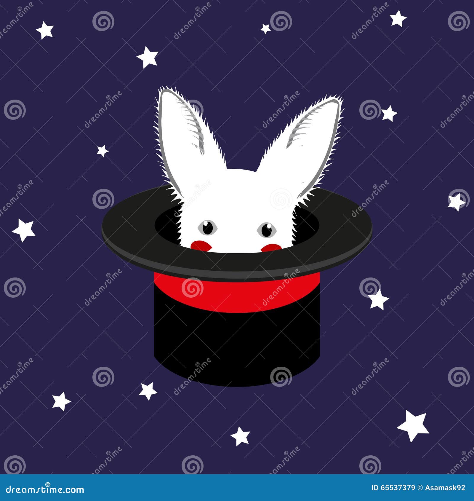 White Rabbit in Magician Hat Stock Vector - Illustration of circus ...