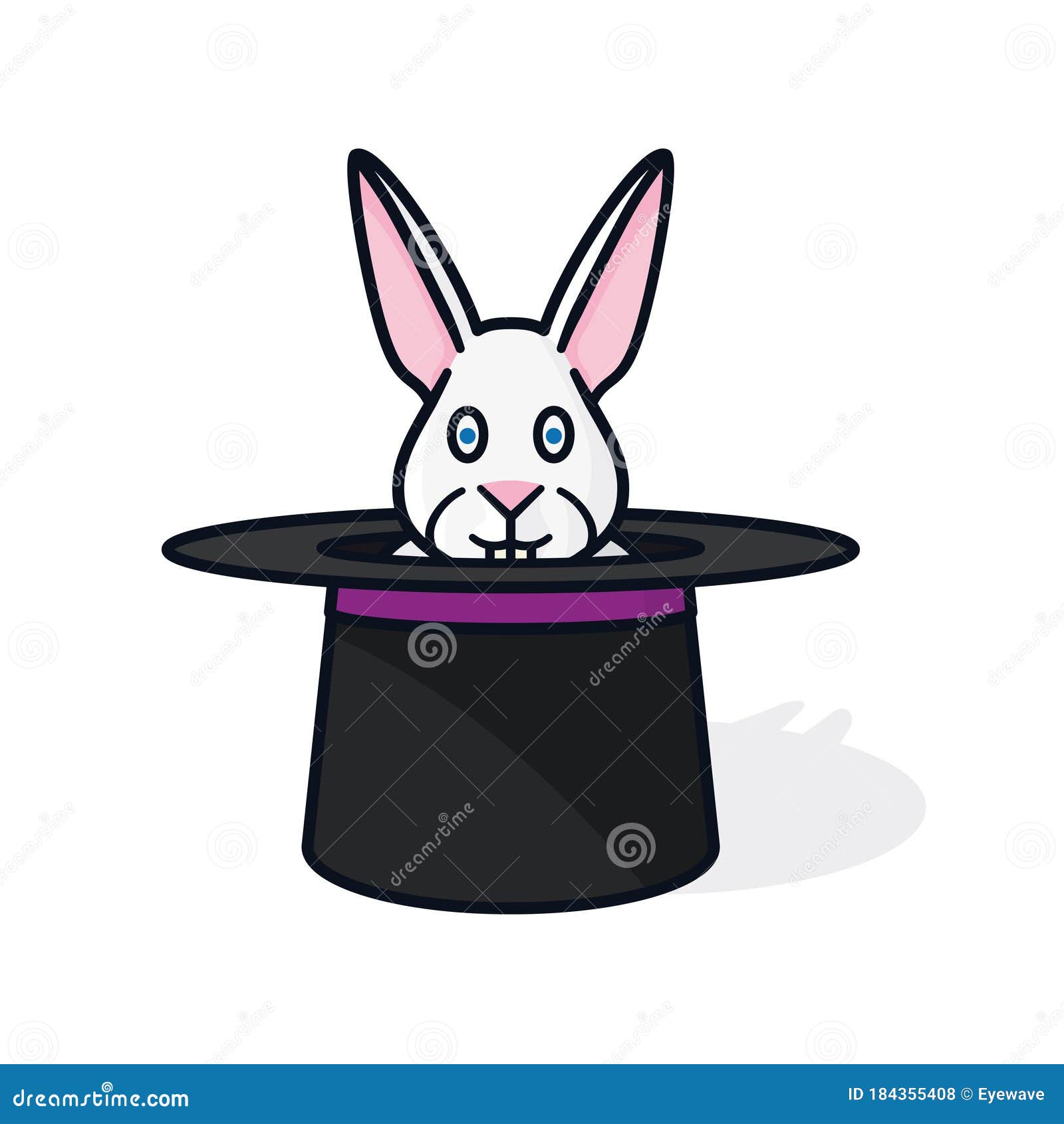 White Rabbit in Magicians Top Hat Isolated Vector Illustration Stock ...