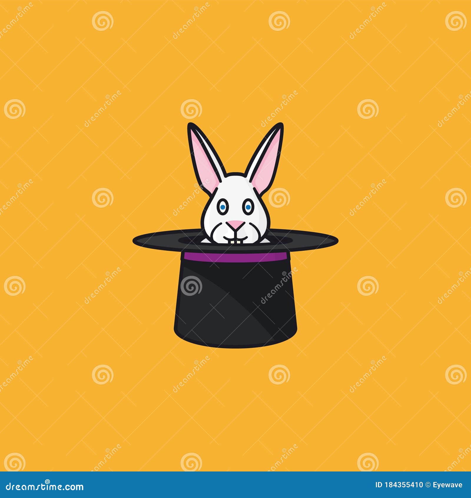 White Rabbit in Magicians Top Hat Vector Illustration Stock Vector ...
