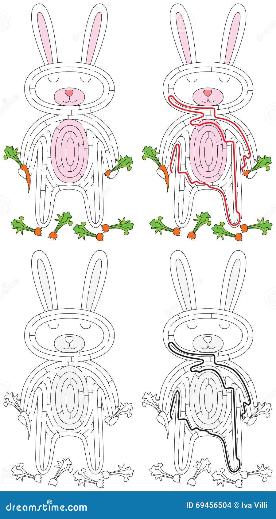 White rabbit maze stock vector. Illustration of composition - 69456504
