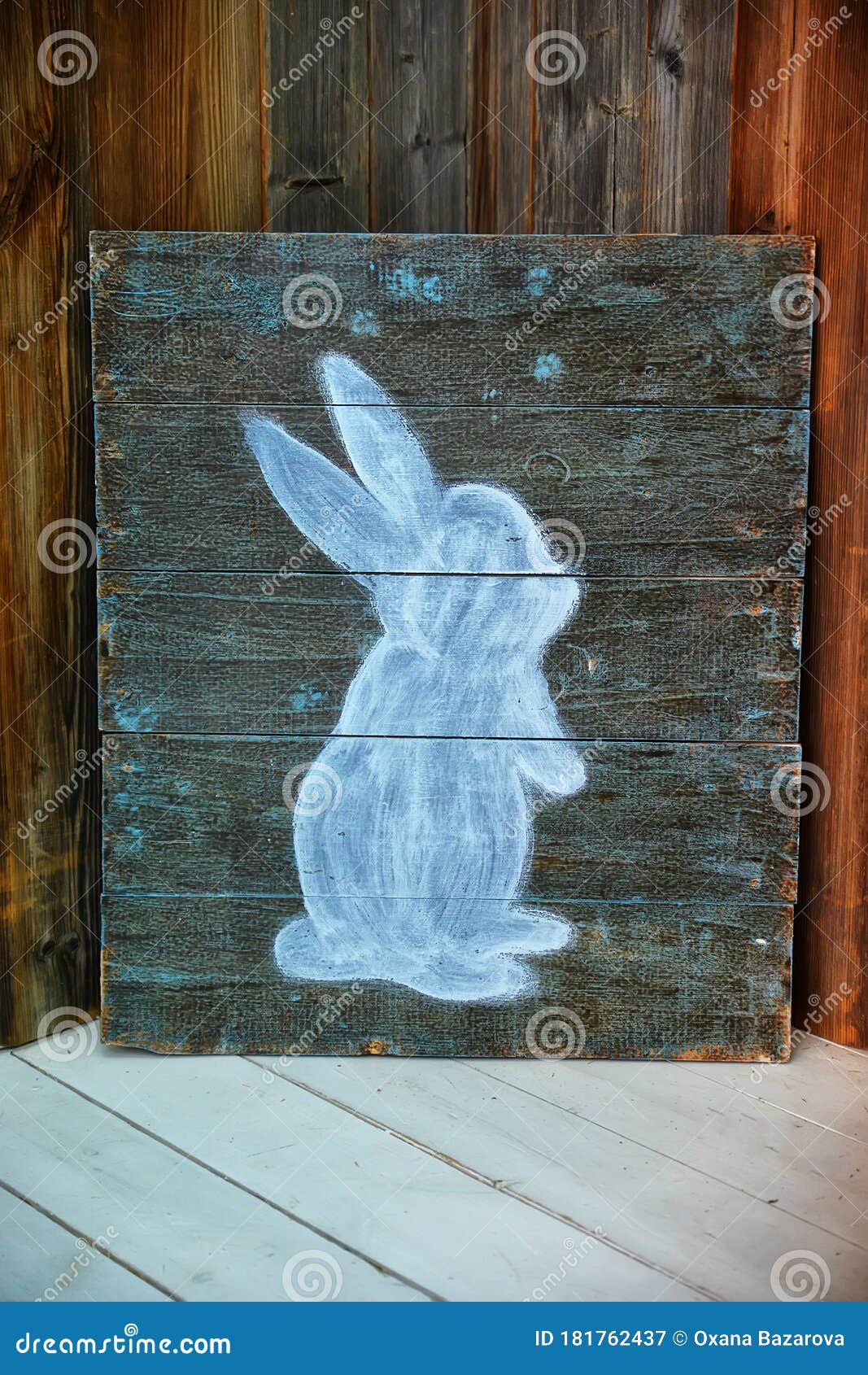 Rabbit Painted with Chalk on the Background Stock Image - Image of ...