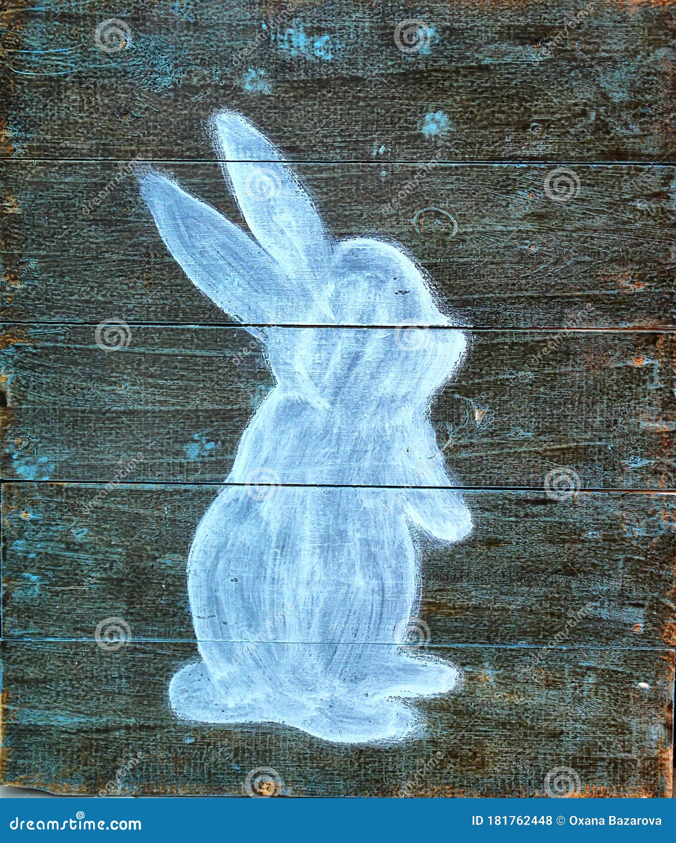 Rabbit Painted with Chalk on the Background Stock Photo - Image of ...