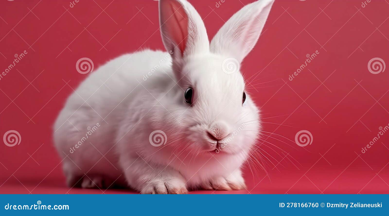 White Rabbit on a Pink Background. Generative AI. Stock Illustration ...