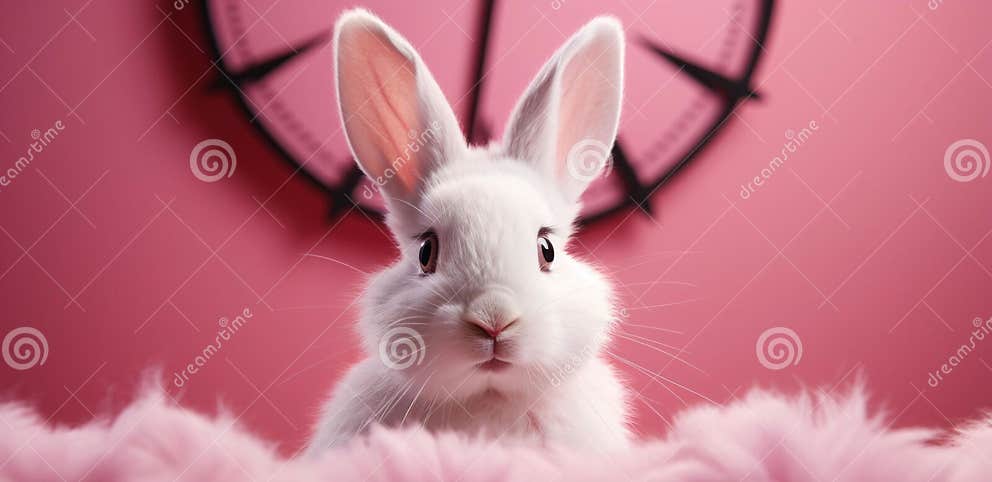 White Rabbit with Pink Bow White Rabbit on Pink White Rabbit on Pink ...