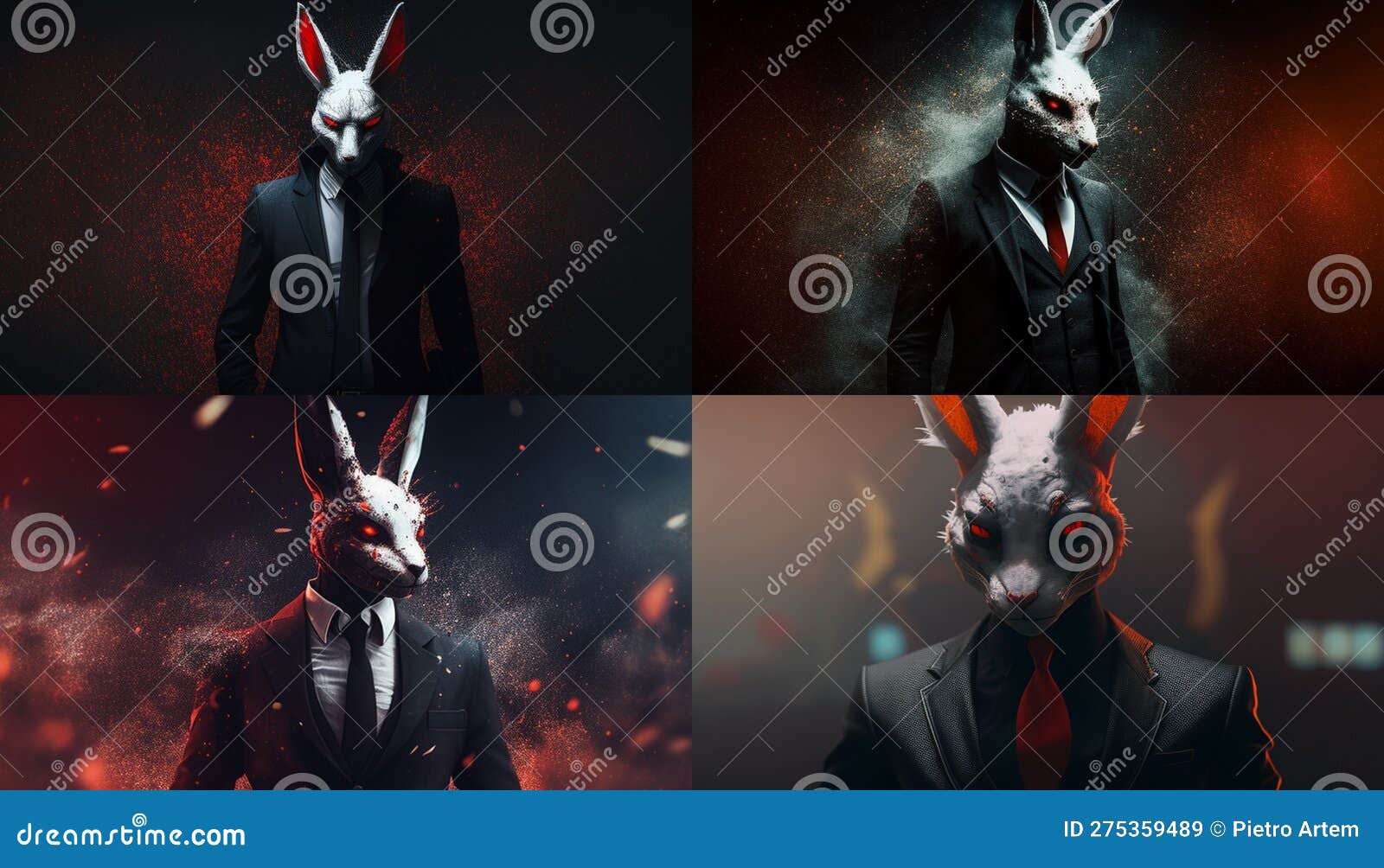White Rabbit Red Eyes Evil Face, Generative AI Stock Illustration ...