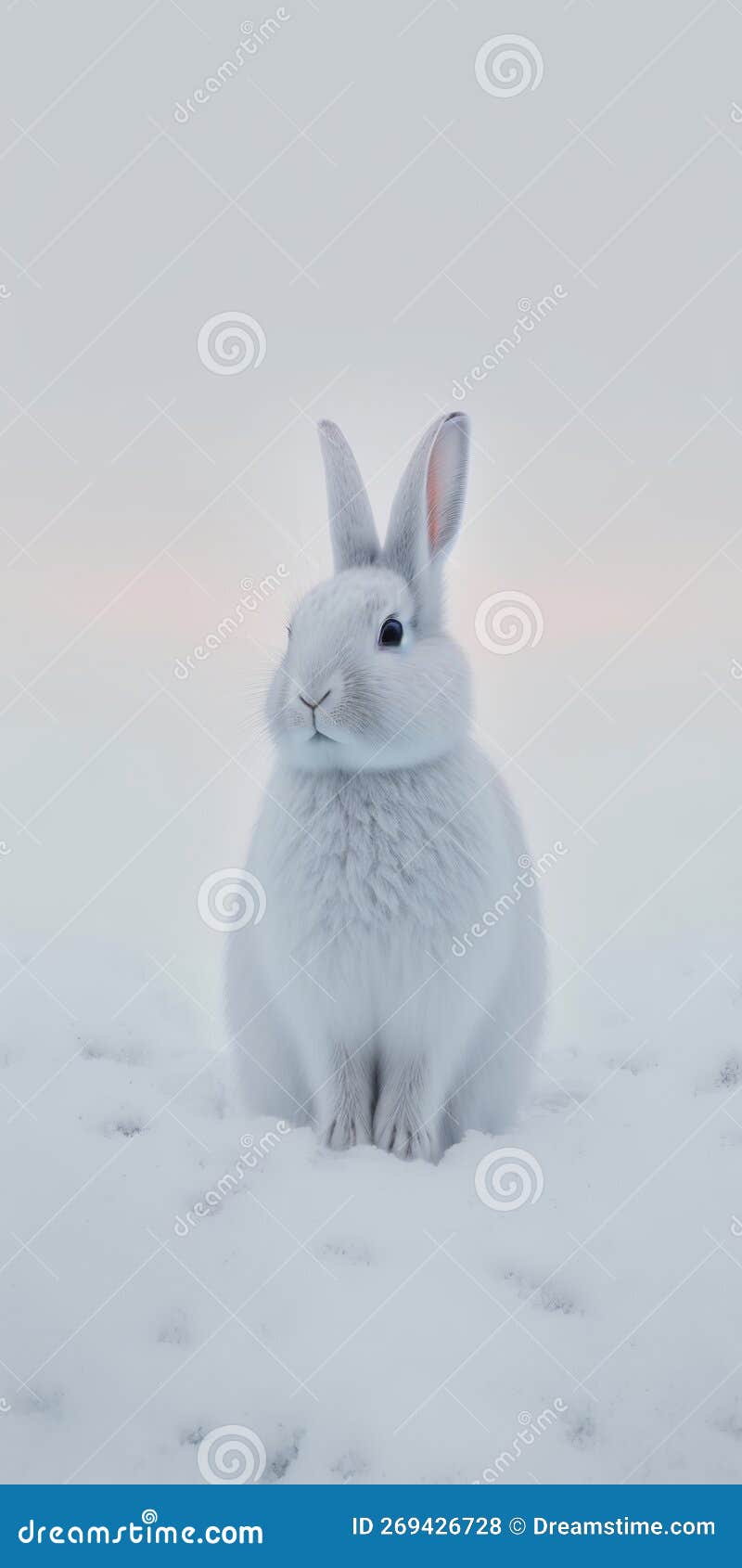 White rabbit in the snow stock illustration. Illustration of animal ...
