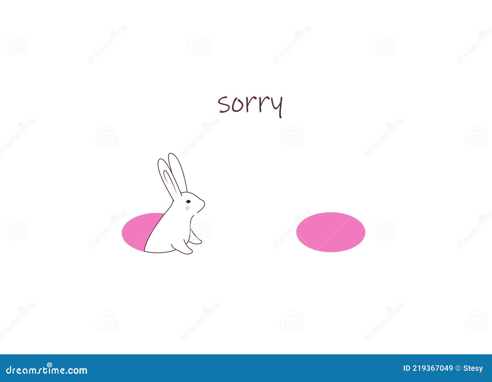 White Rabbit is Sorry and Missing Friend. Illustration for a Card Stock ...