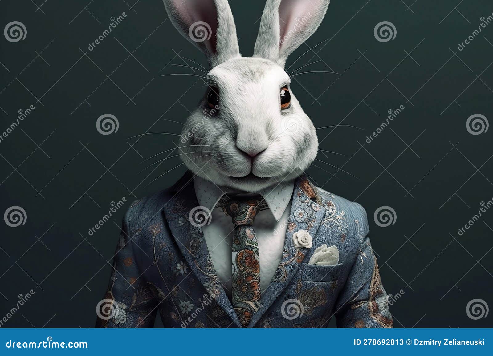 White Rabbit in a Suit. Generative AI. Stock Illustration ...