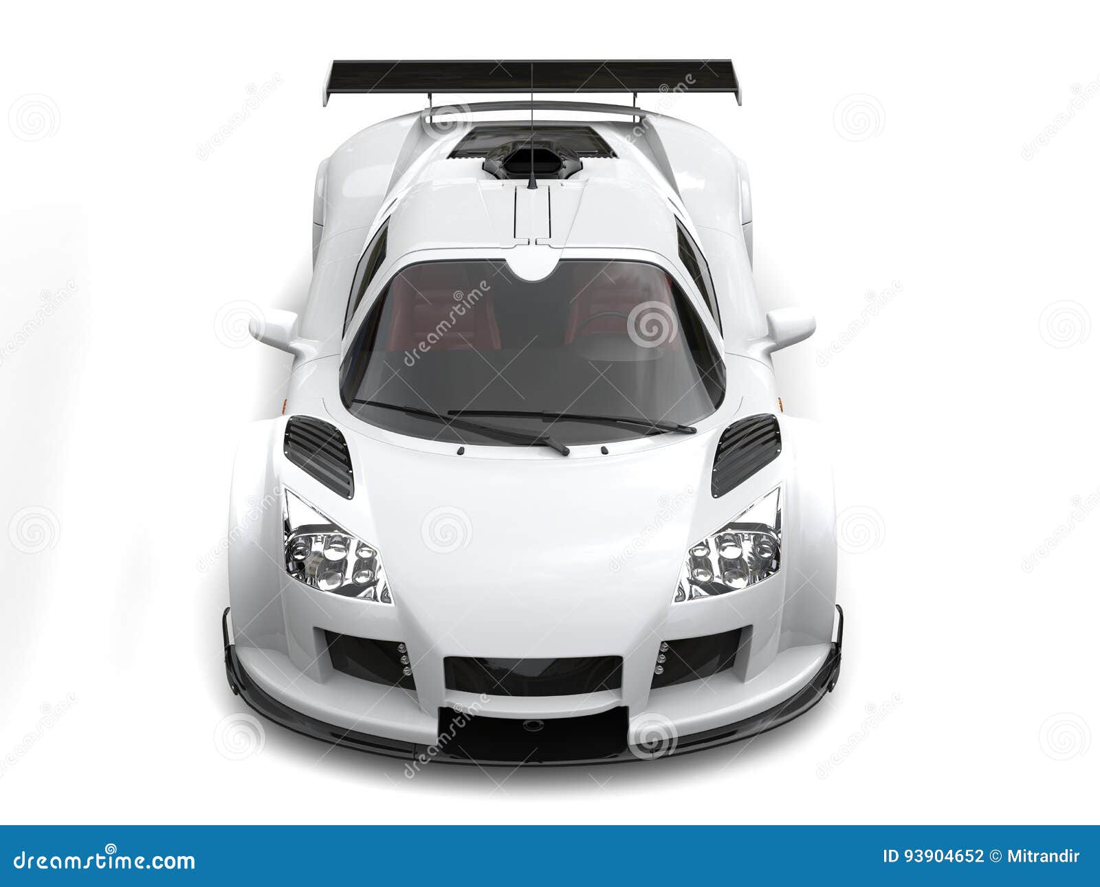 White Race Car - Top Down Front View Stock Illustration - Illustration ...