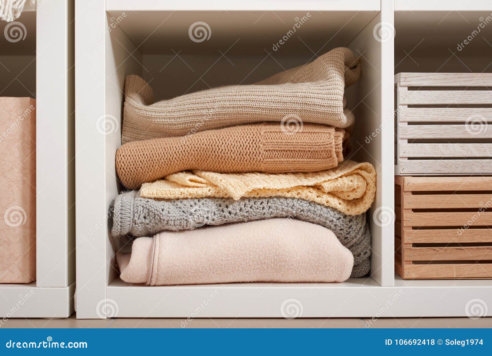 White Rack with Shelves Full of Stuff Stock Photo - Image of ...