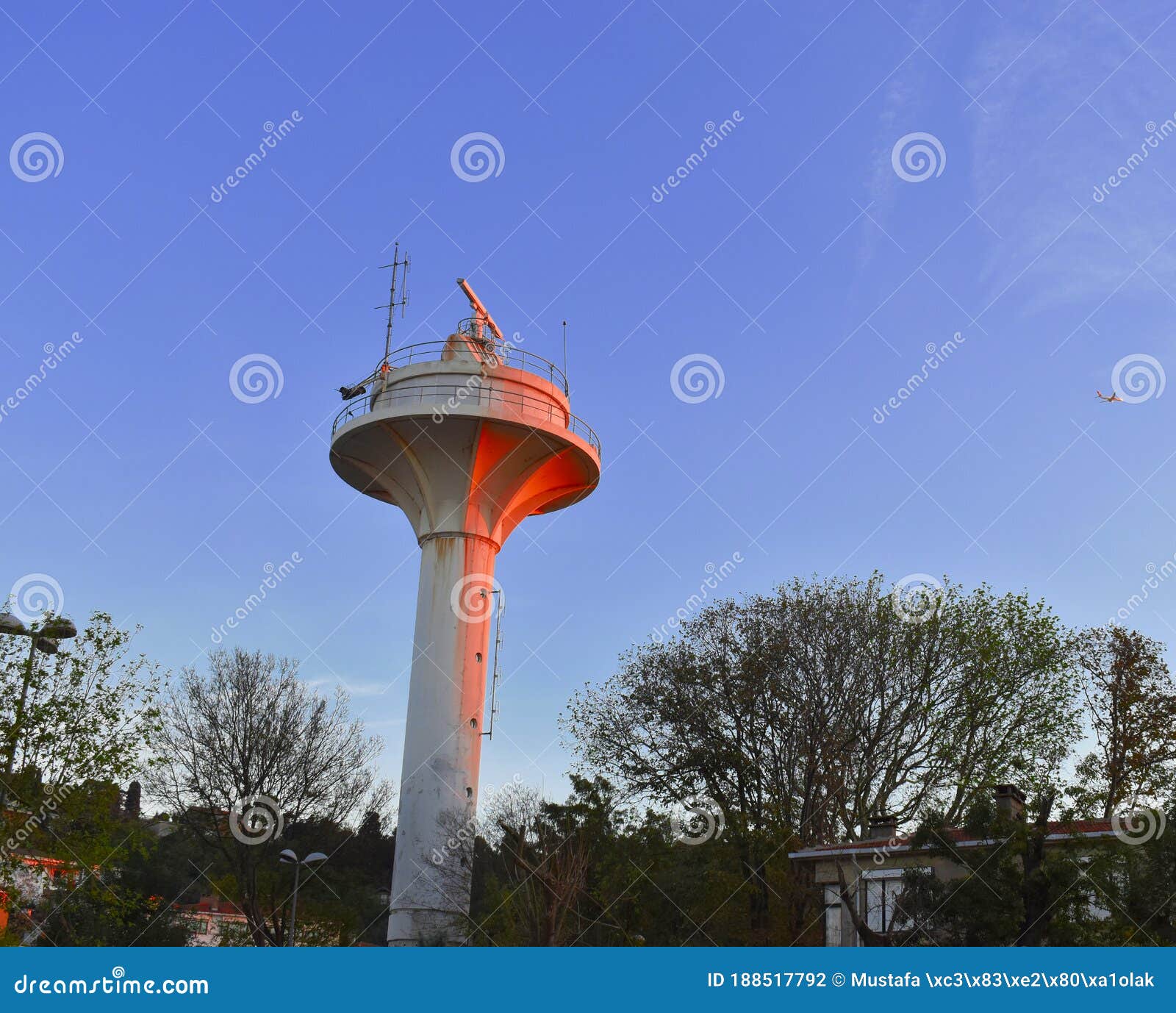 White radar tower. stock photo. Image of radar, istanbul - 188517792