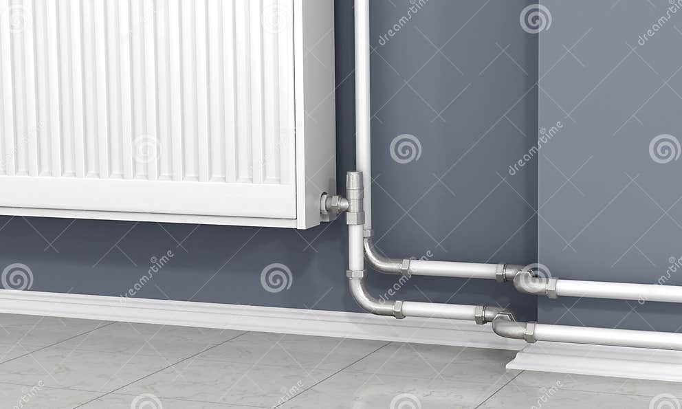 The White Radiator and Pipes of Heating Stock Illustration ...